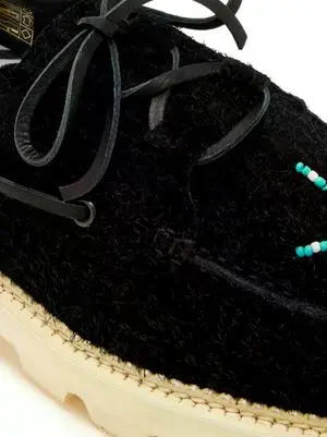 COLLEGIUM Beaded Lace-up Sneakers - Black