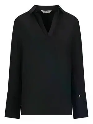 Max Mara Dover V-neck Polo Top - Black