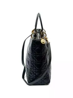Dior Large Lady Zip Quilted Shoulder Bag - Black