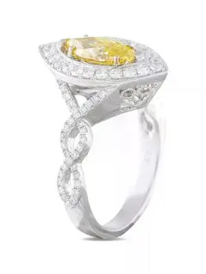 LB EXCLUSIVE 18k White Gold Marquise & Round Diamond Ring