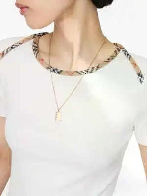 Burberry Check Trim Stretch Cotton T-shirt - Neutrals