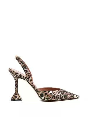 Amina Muaddi Holli Leopard Slingback Pumps - Neutrals