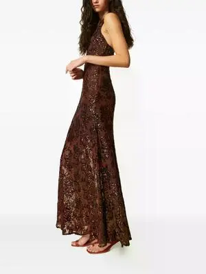 TWINSET Long Tulle Halterneck Sequin Dress