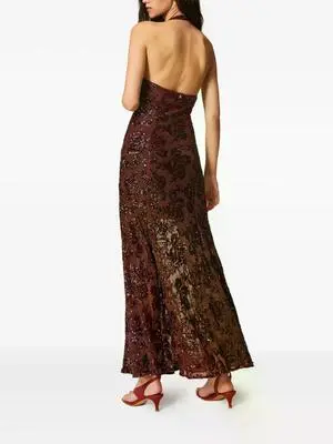 TWINSET Long Tulle Halterneck Sequin Dress