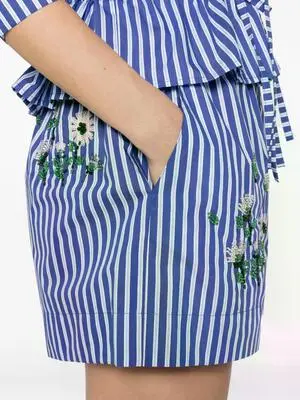 Maje Striped Embroidered Cotton Shorts
