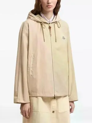 Moncler Logo Patch Hooded Jacket - Neutrals