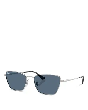 Ray-ban Rectangular Sunglasses, 53mm - Silver
