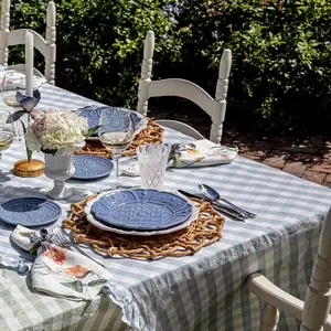 JULISKA Gingham Ruffle Tablecloth, 60 X 120 - Blue