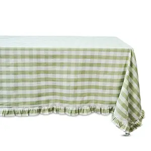 JULISKA Gingham Ruffle Tablecloth, 60 X 120 Green