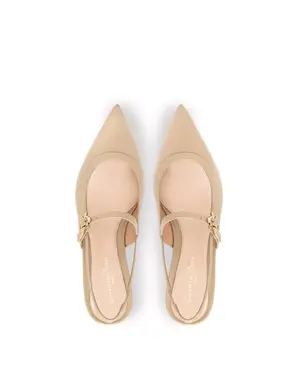 GIANVITO ROSSI Allette Slingback Pumps - Beige Overflow Leather