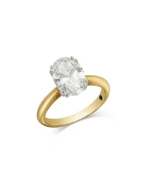 Bloomingdale'S Luxe Collection Certified Lab Grown Diamond Oval Solitaire Ring - Gold