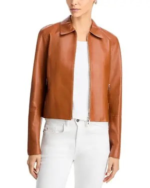 Lafayette 148 New York Zip Front Leather Jacket