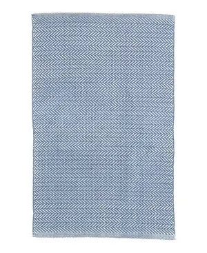 DASH & ALBERT BY ANNIE SELKE Dash Albert Annie Selke Da395 Herringbone Indoor/outdoor Area Rug, 2'6x18'0 - Blue/ivory
