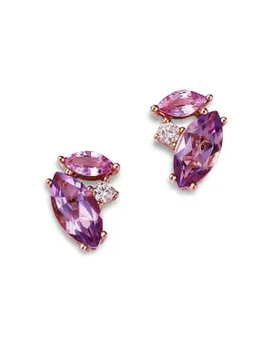 Bloomingdale'S Pink Amethyst, Pink Sapphire & Diamond Earrings - Pink/gold
