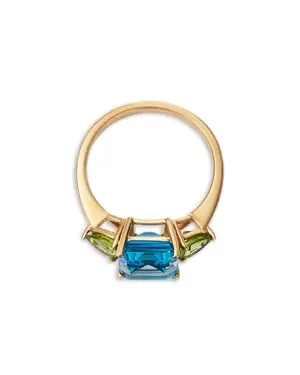 Bloomingdale'S Blue Topaz & Peridot Ring In 14k Yellow