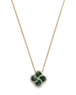 Bloomingdale'S Malachite And Diamond Clover Pendant Necklace - Gold