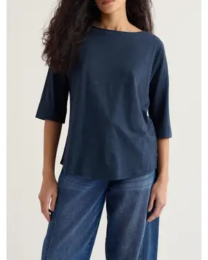 SEASALT CORNWALL Tremayne Quay 3/4 Sleeve Jersey T-shirt - Maritime