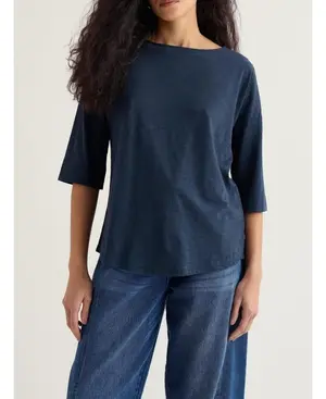 SEASALT CORNWALL Tremayne Quay 3/4 Sleeve Jersey T-shirt - Maritime