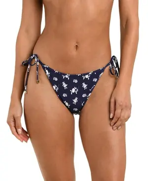 SUNSHINE 79 Flowers And Stripes Reversible String Tie Side Bottom