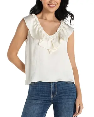 LIVERPOOL Ruffled Sleeveless Top - French Vanilla