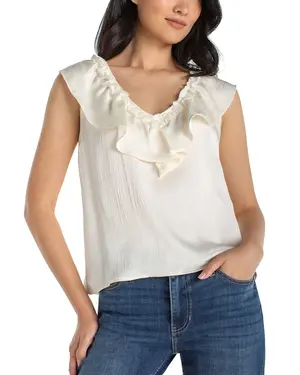 LIVERPOOL Ruffled Sleeveless Top