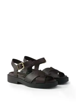 Prada Leather Sandals - Brown