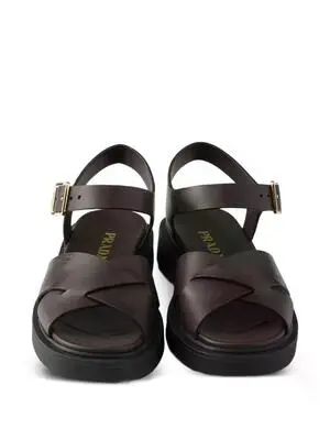 Prada Leather Sandals - Brown