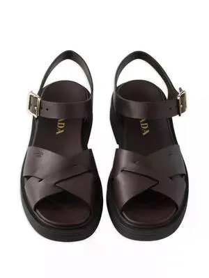 Prada Leather Sandals - Brown