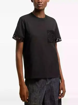 Moncler Lace-trimmed T-shirt - Black