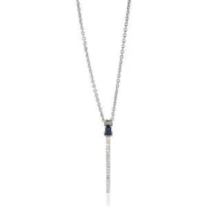 MYGEMMA White Gold Sapphire And Diamond Stick Pendant - White_gold