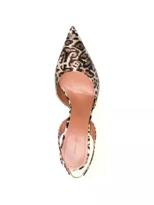 Amina Muaddi Holli Leopard Slingback Pumps