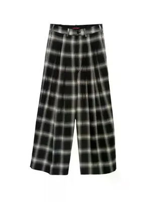 LỰU ĐẠN Checked Trousers - Black