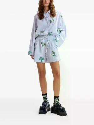 Essentiel Antwerp Striped Embroidered Shorts - Blue