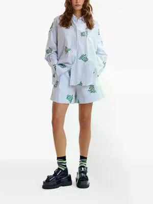 Essentiel Antwerp Striped Embroidered Shorts - Blue