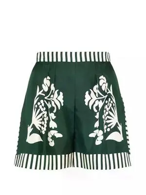 ERES Floral-print Striped Shorts - Green
