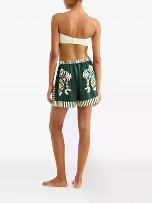 ERES Floral-print Striped Shorts - Green