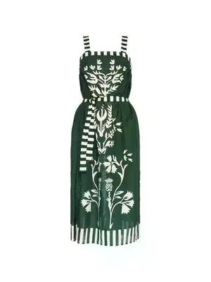 ERES Lakshya Floral-print Striped Midi Dress