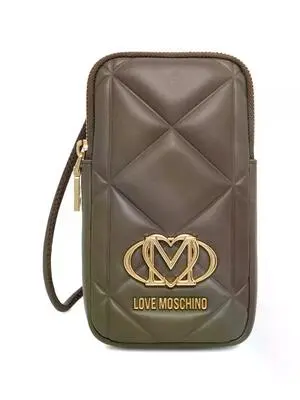 Moschino Quilted Logo Phone Bag - Brown