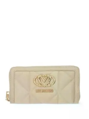 Moschino Quilted Logo-motif Wallet - Neutrals