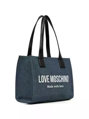 Moschino Logo Print Denim Tote Bag