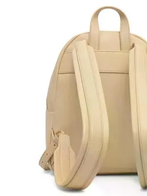 Moschino Quilted Backpack With Logo Plaque - Neutrals