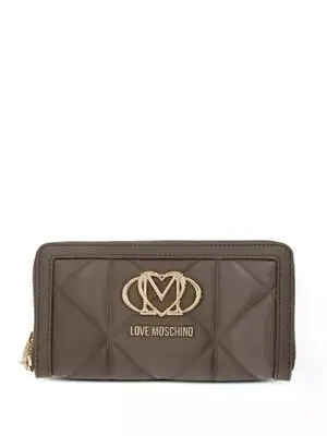 Moschino Quilted Zipped Wallet - Brown