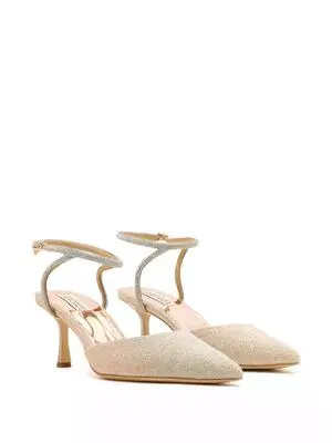 Badgley Mischka Crystal-embellished Ankle-strap Pumps - Gold