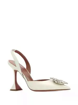Amina Muaddi Begum Embellished Satin Pumps - Neutrals