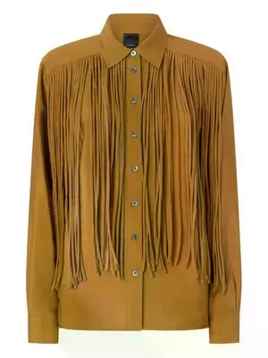 Pinko Long Sleeve Fringed Western Shirt - Brown