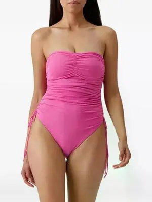 Melissa Odabash Ruched Strapless Swimsuit - Pink