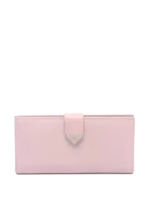 Prada 2010s Saffiano Tab Triangle Logo Bifold Wallet - Pink