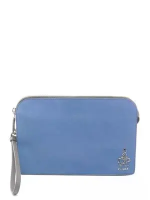 Prada 2000s Saffiano Clutch Bag - Grey