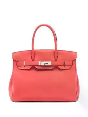 Hermès 2014 30 Birkin Leather Tote Bag - Red