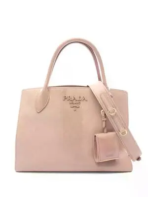 Prada 2000s Saffiano Monochrome Leather Tote Bag - Neutrals